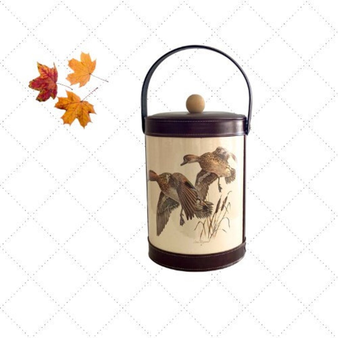 Vintage Mallard Ice Bucket - Chocolate Faux Leather With Duck Motif ...