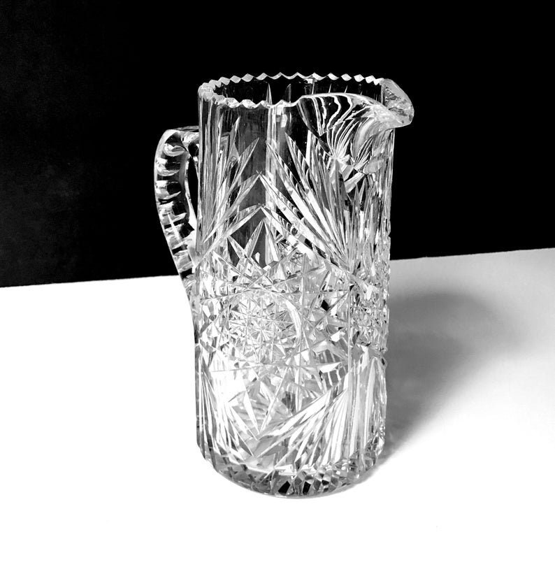 Antique Crystal Cut Glass Water Pitcher 1902 1905 - Etsy