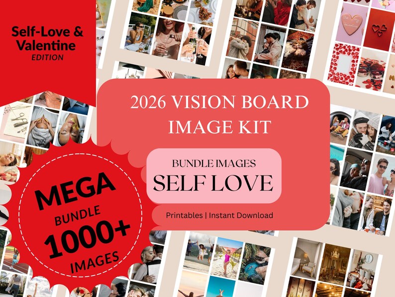 Self-love Vision Board Kit | Valentine Images (digital Download A4 PDF ...