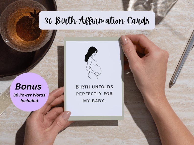Birth Affirmation Cards | 36 Minimalist Labor Affirmations ...