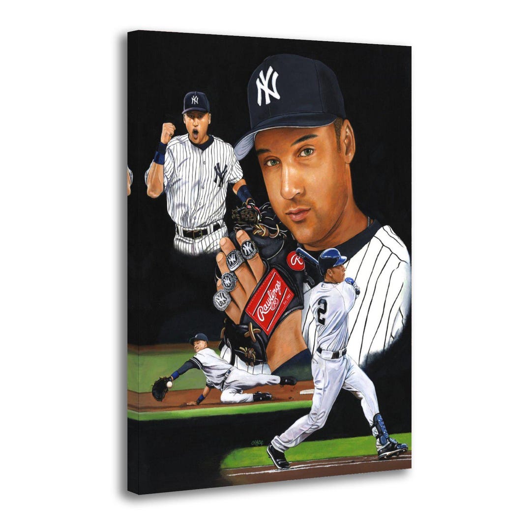 Derek Jeters Baseball Painting on Canvas Wall Art Poster Picture Print ...