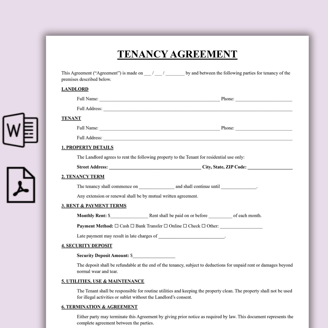 Editable Tenancy Agreement Template, Simple Tenancy Agreement, Pintable ...