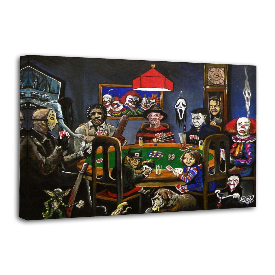 Horror Movie Villains Poker Game Canvas Print, Spooky Wall Art - Etsy