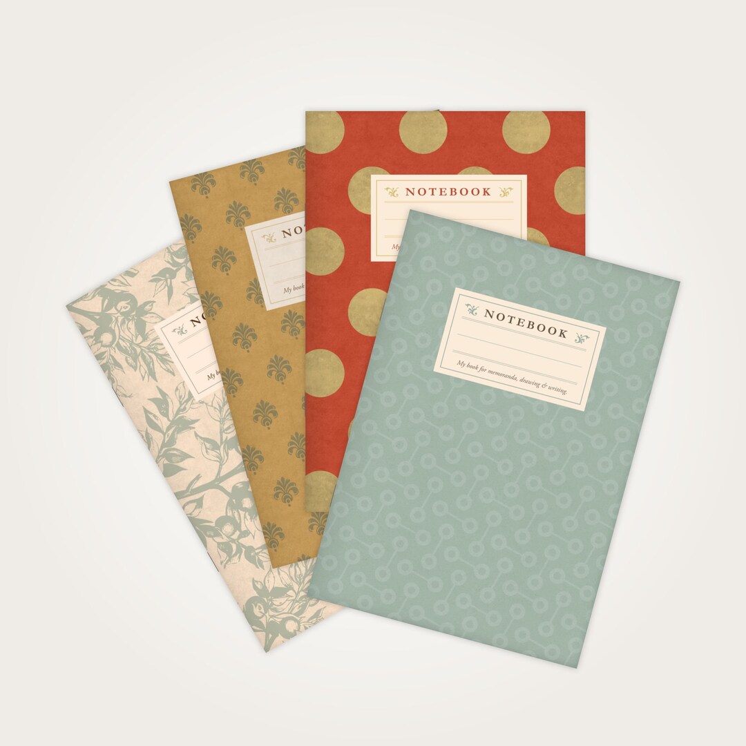 Set of 4 Notebooks Stapled A5 Patterns Tuquoise, Red, Branches - Etsy