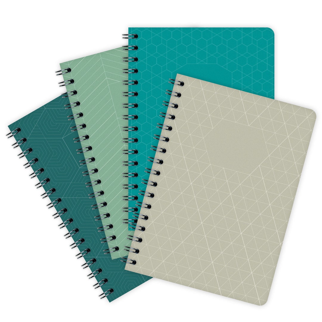 Set of 4 Notebooks A6 Geometric Patterns Organizer Planner Spiral Bound ...