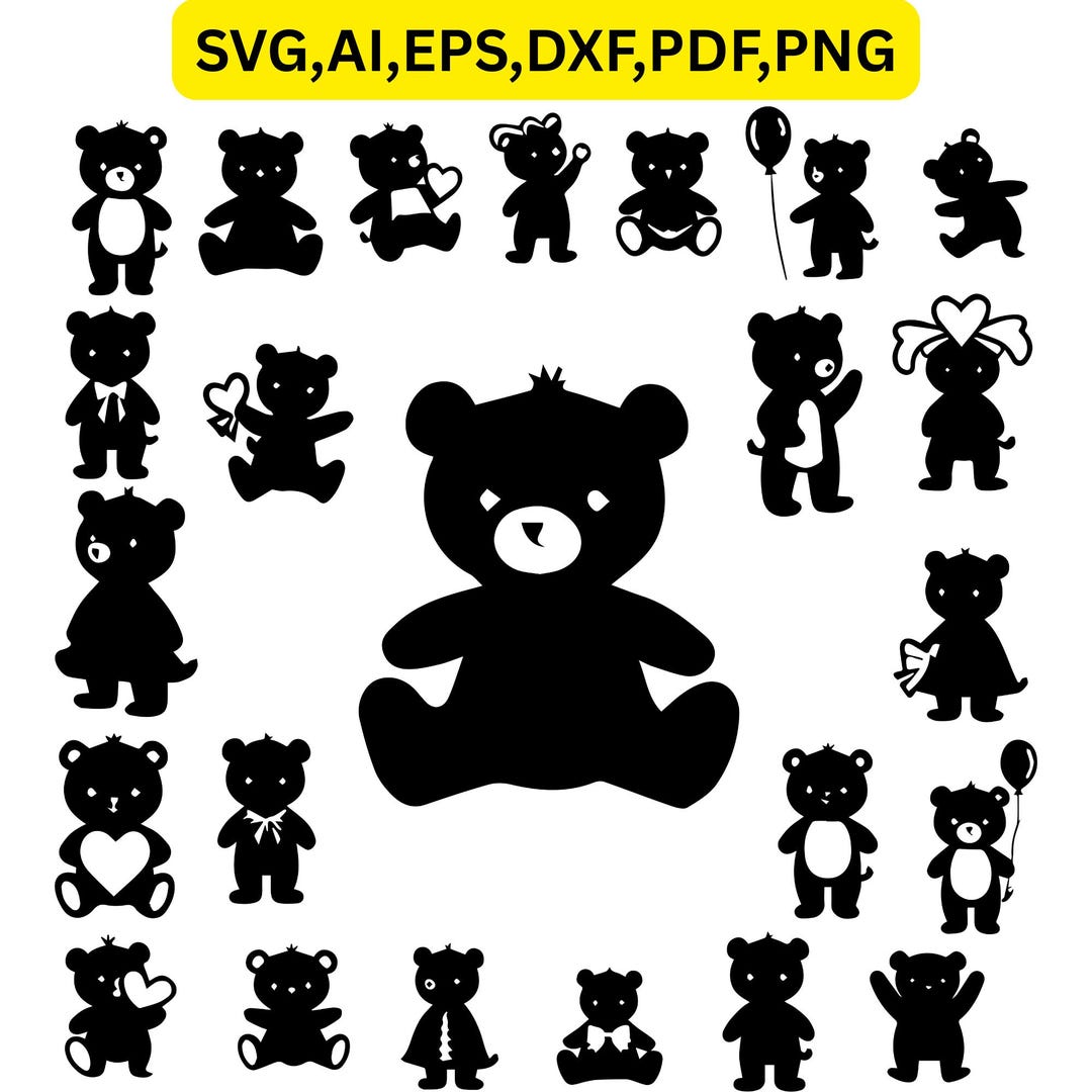 Teddy Bear SVG Bundle | Clipart, Split Monogram (digital Download - Etsy