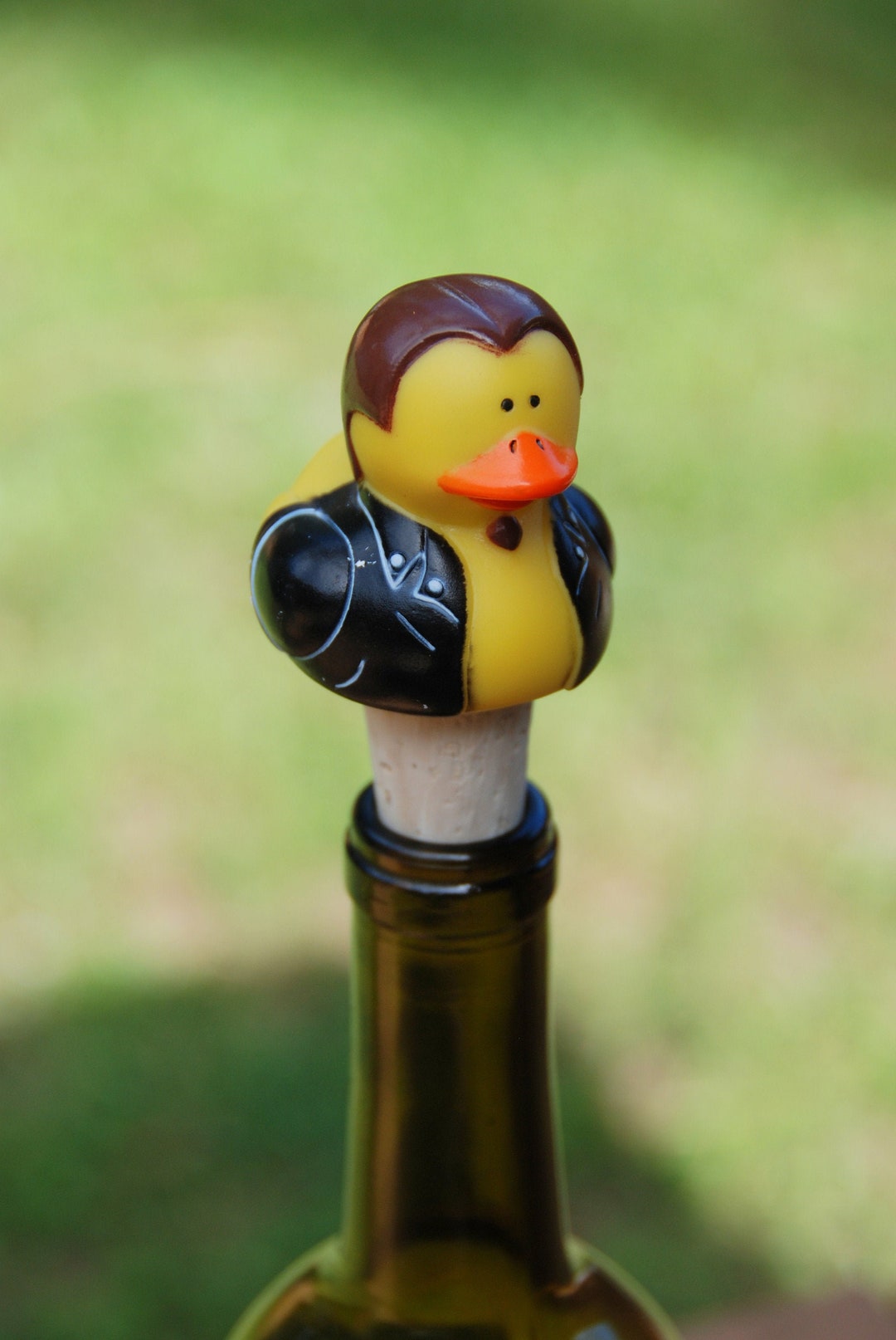 Ponytail Rubber Duck Wine Bottle Stopper Biker - Etsy