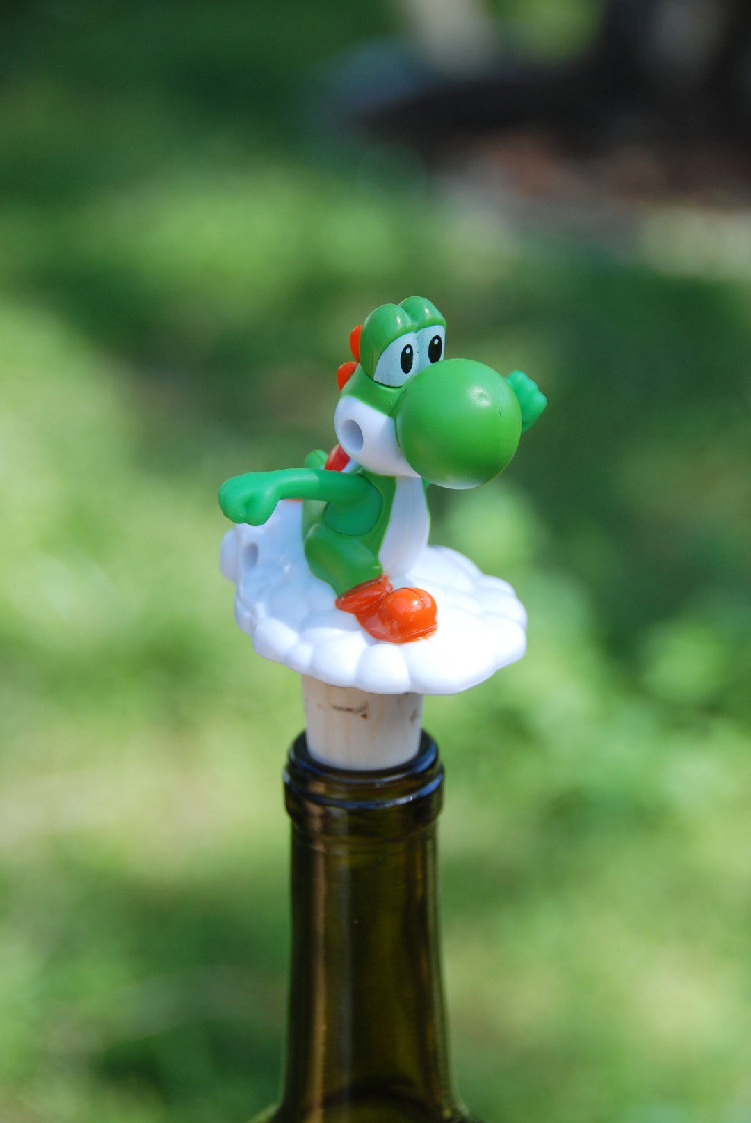 Yoshi Wine Bottle Stopper Super Mario Brothers Dinosaur Cloud - Etsy