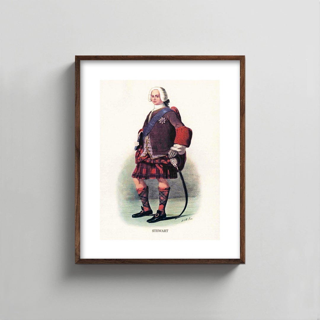 Stewart Clan Scottish Chieftain Print: Vintage Highland Dress (digital ...