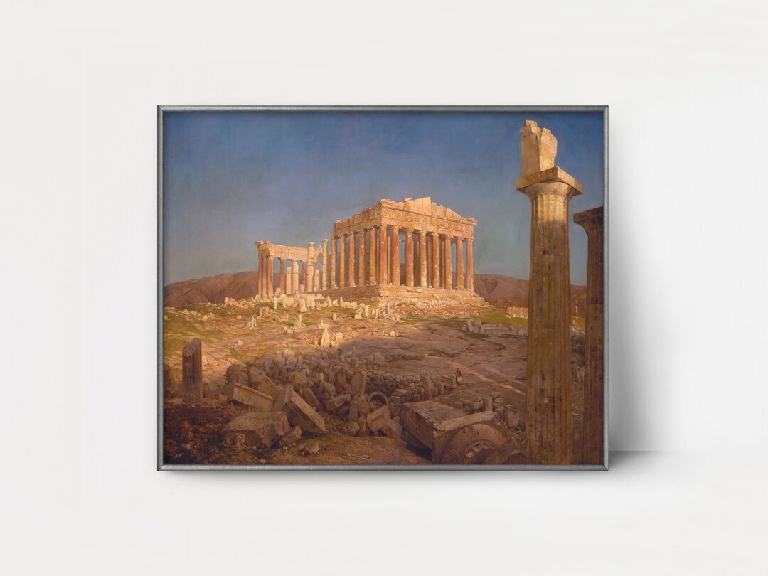 The Parthenon Greek Landscape Painting - Ancient Greece Ruin, Frederic ...