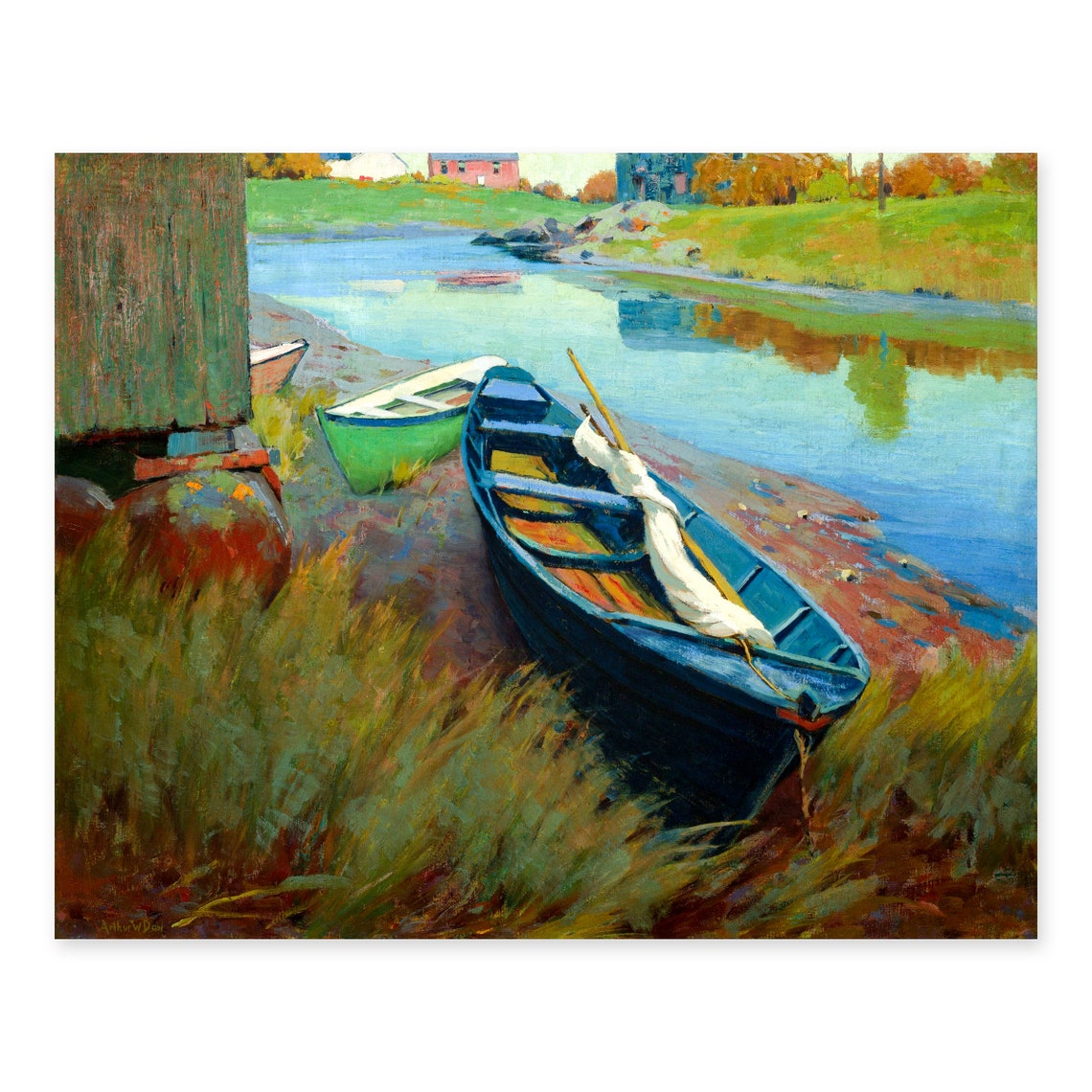 Vintage Row Boat Art Colorful Coastal Decor 19th Century | Etsy