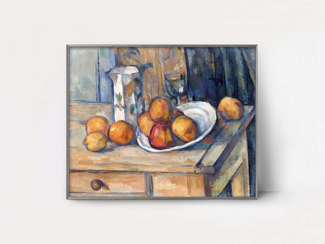 Still Life With Milk Jug & Fruit Cezanne Print - Vintage Impressionist ...