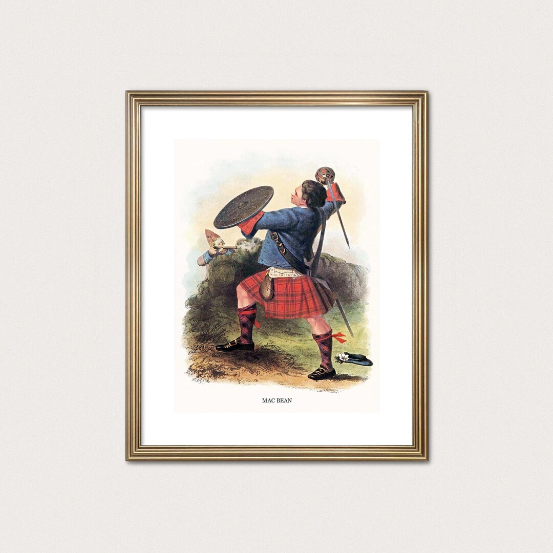 Macbean Clan Print: Vintage Scottish Highland Warrior Art (digital ...