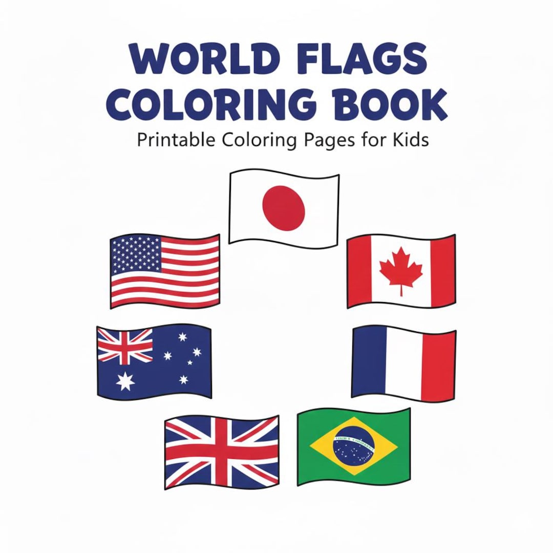 World Flags Coloring Book for Kids | Printable Geography Coloring Pages ...