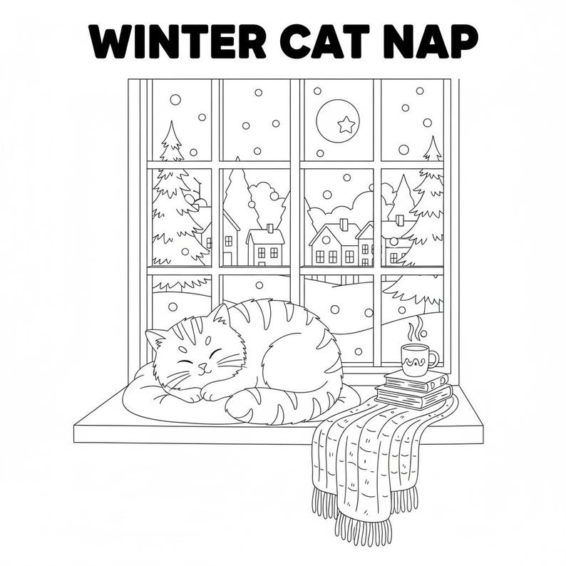 Winter Cozy Coloring Pages for Kids – Printable Winter Activity Book - Etsy