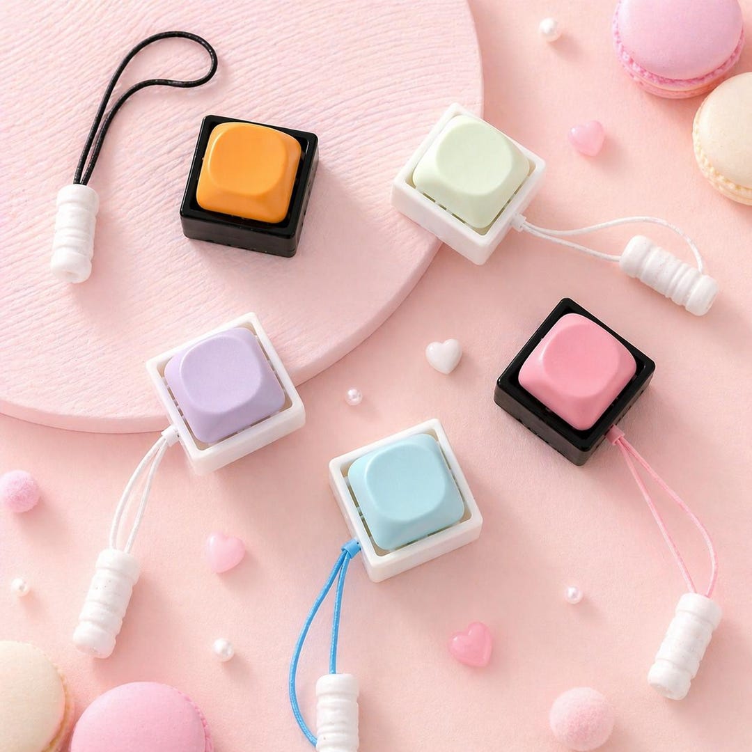 1 Key Fidget Clicker, Cute Desk Toy, MOA Keycaps, ASMR Clicker Keychain ...