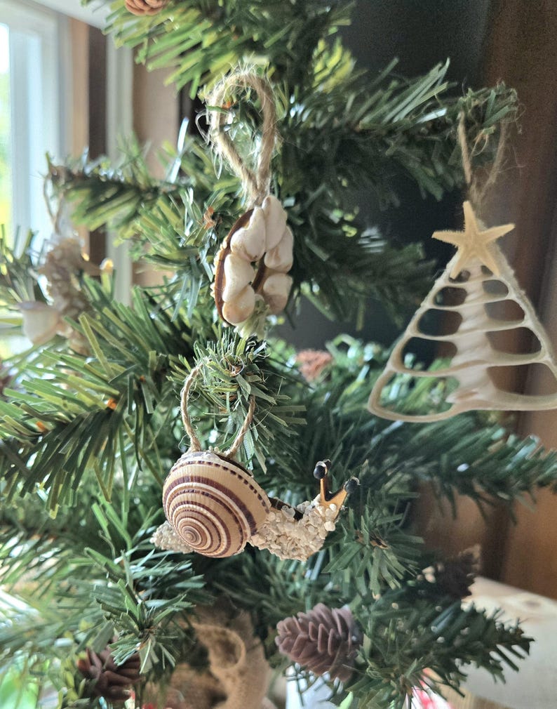 Handmade Shell Snail Christmas Ornament: Ocean Theme - Etsy