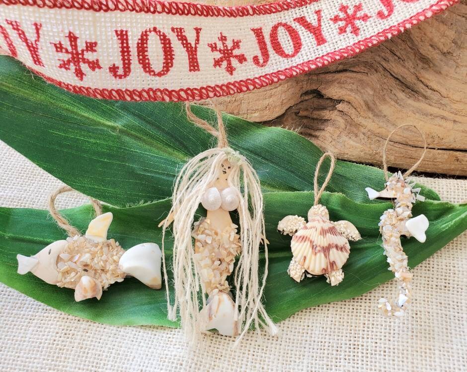 New Handmade Turtle Shell Ornament, Seaside Ornament, Coastal Christmas ...