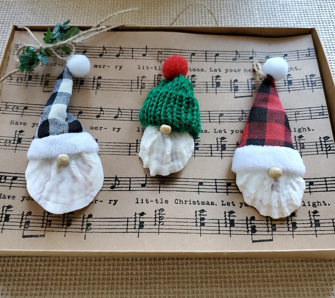 Gnome Ornament Set, Gnomes, Shell Gnomes, Christmas Gnomes - Etsy