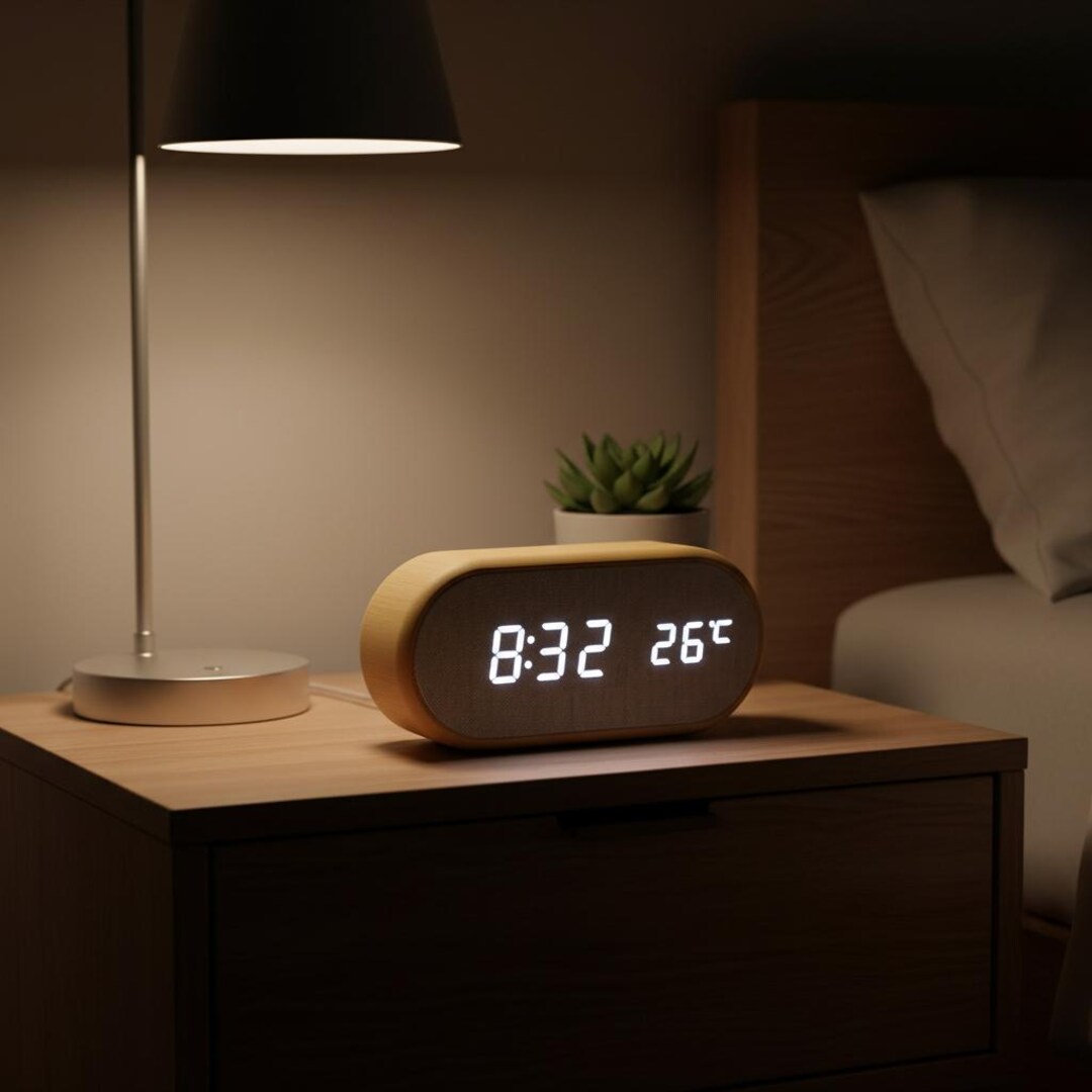 Bamboo Digital Clock With Temperature LED Alarm Clock for Bedroom - Etsy