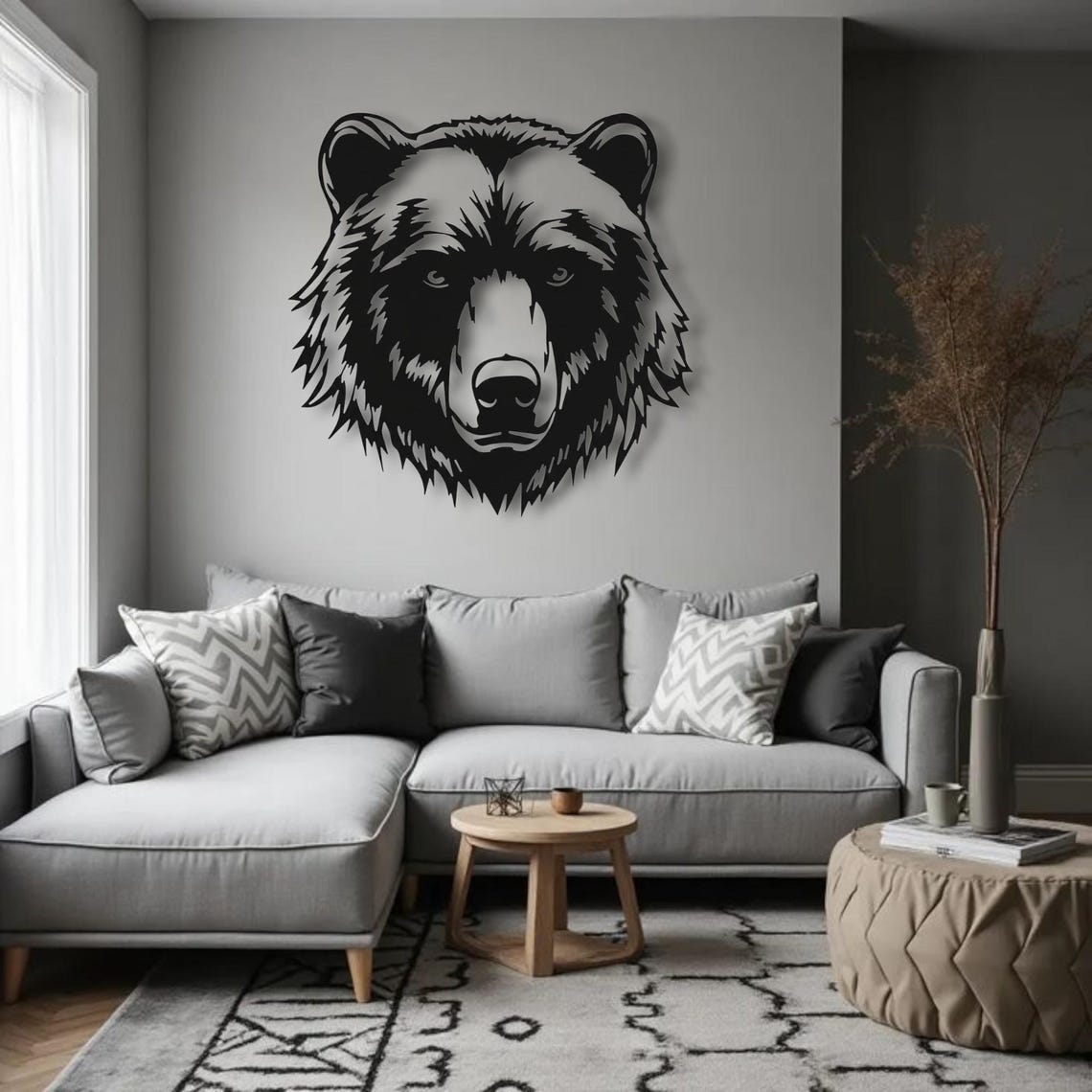 Bear Head Metal Wall Art: Black Steel Wildlife Decor - Etsy