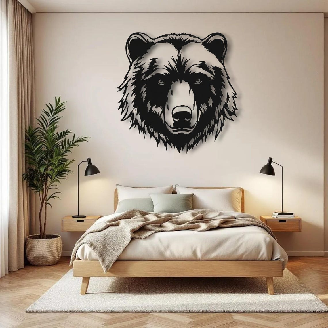 Bear Head Metal Wall Art: Black Steel Wildlife Decor - Etsy