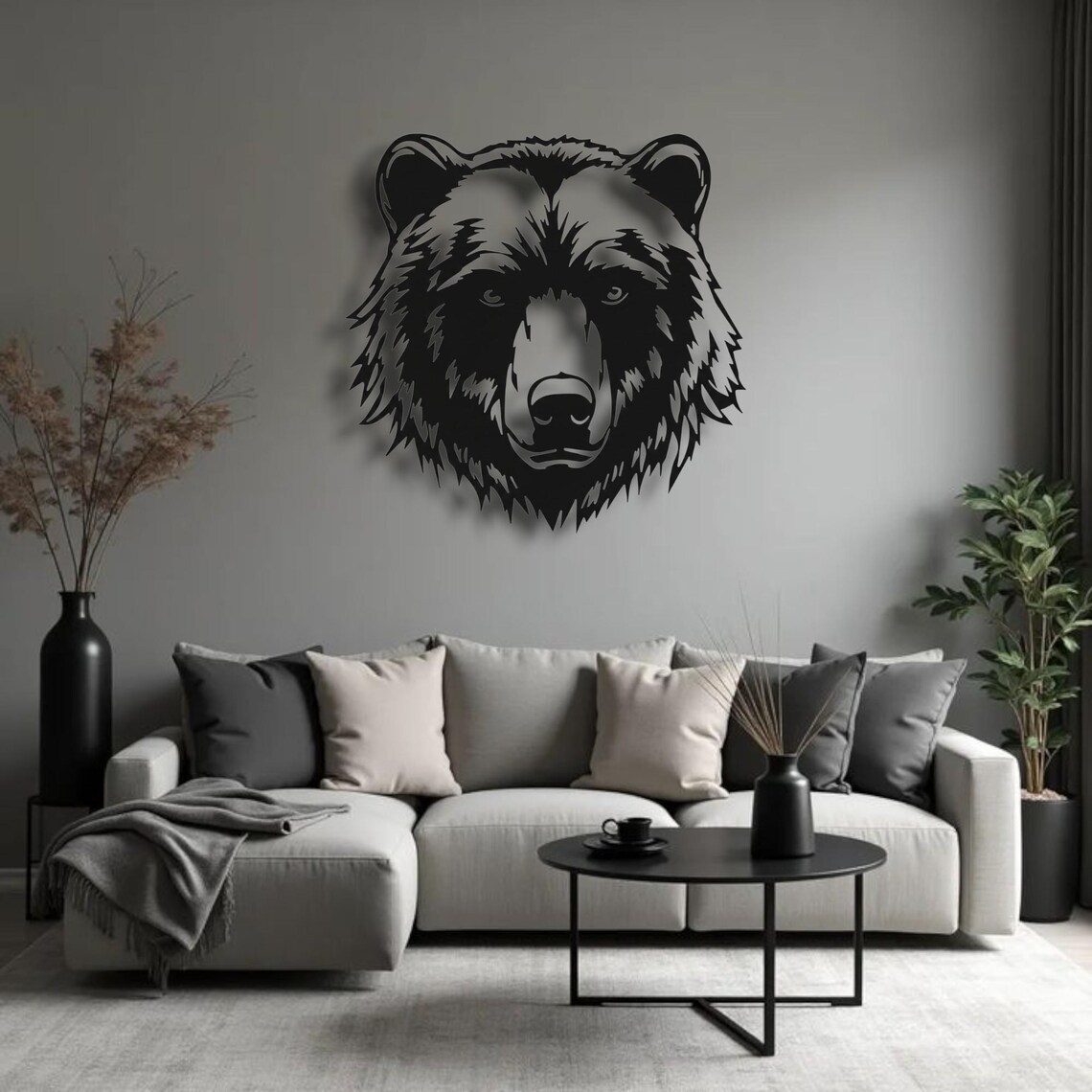 Bear Head Metal Wall Art: Black Steel Wildlife Decor - Etsy