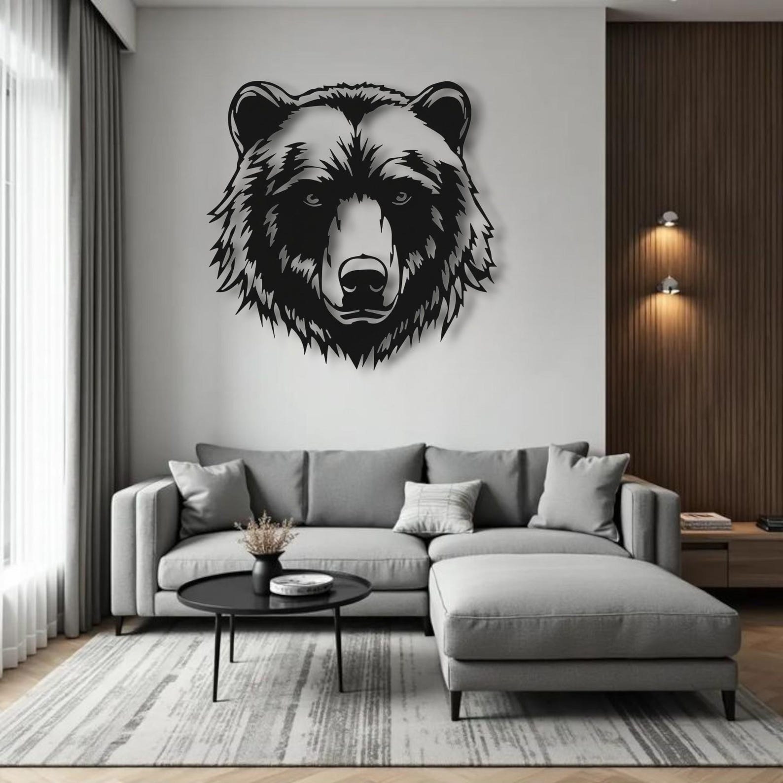 Bear Head Metal Wall Art: Black Steel Wildlife Decor - Etsy