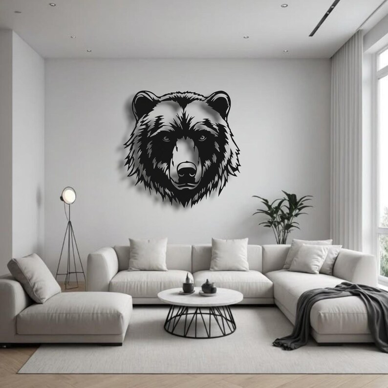 Bear Head Metal Wall Art: Black Steel Wildlife Decor - Etsy