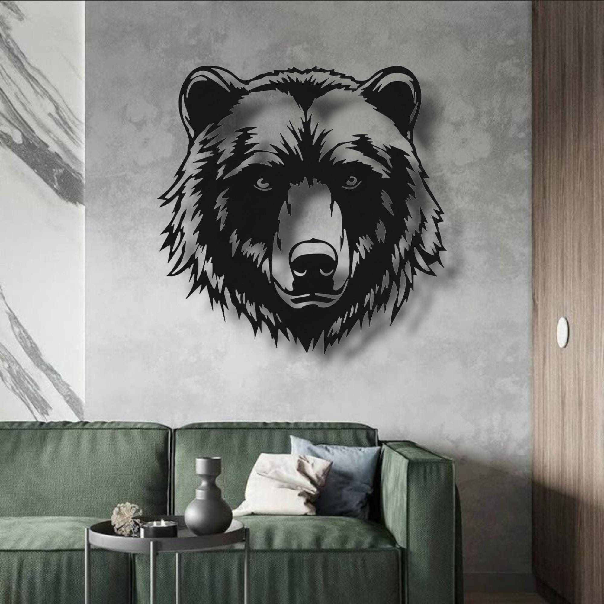 Bear Head Metal Wall Art: Black Steel Wildlife Decor - Etsy