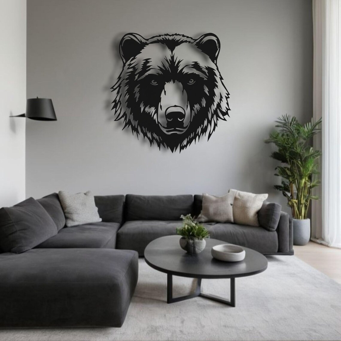 Bear Head Metal Wall Art: Black Steel Wildlife Decor - Etsy
