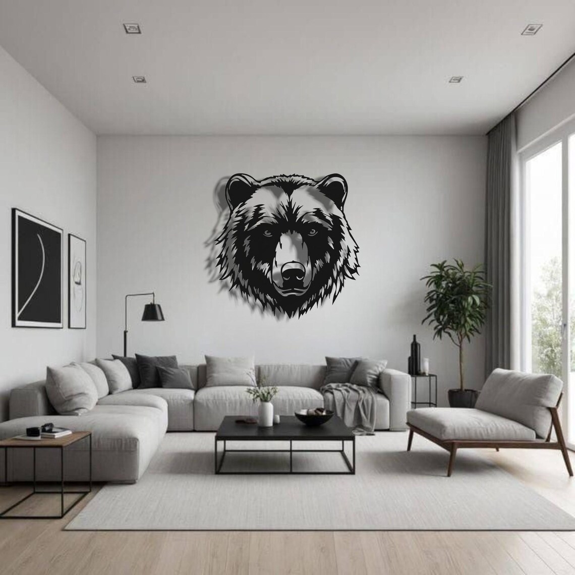 Bear Head Metal Wall Art: Black Steel Wildlife Decor - Etsy