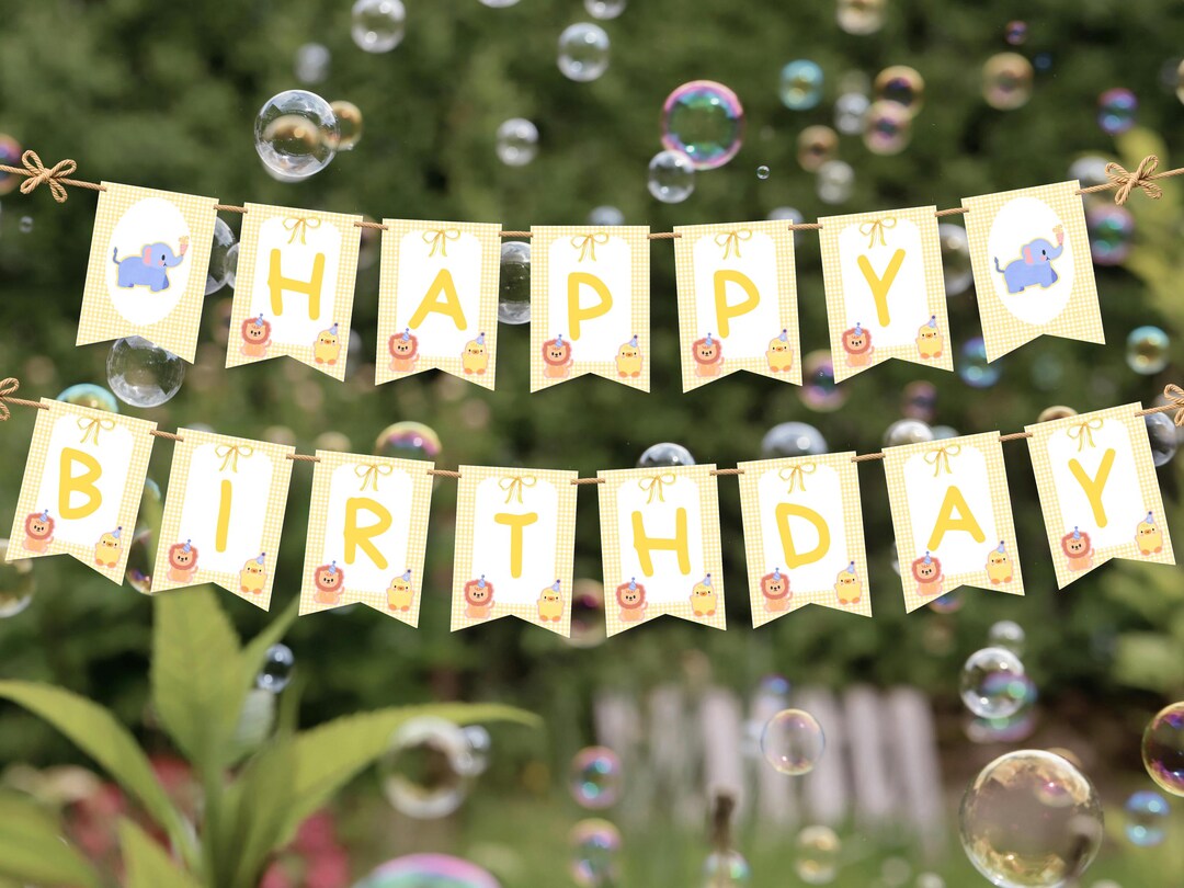Happy Birthday Yellow Banner Canva Template. Editable. Printable ...