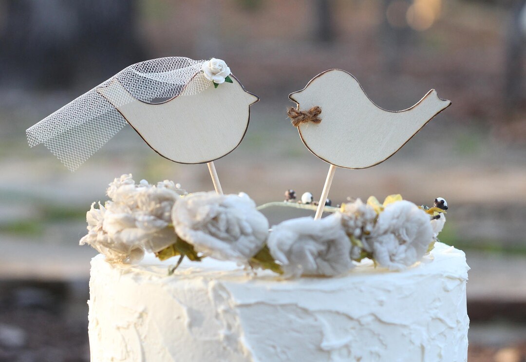 Love Bird Cake Toppers, Cupcake Toppers, Rose, Bow Tie, and Veil ...