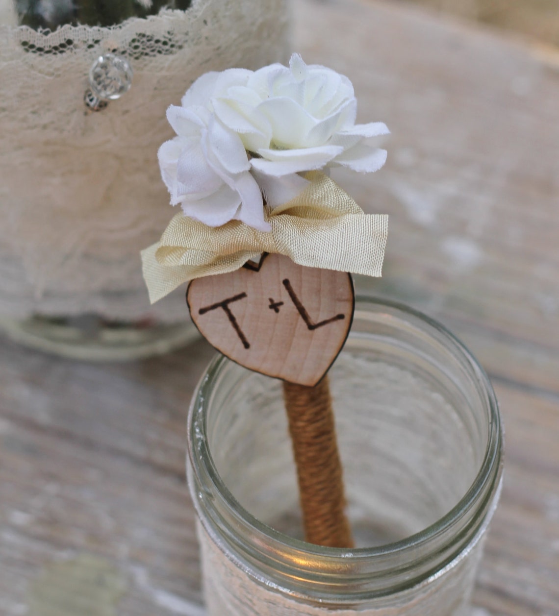 Rustic Wedding Pen Personalized Custom Ribbon Color Choice, White or ...