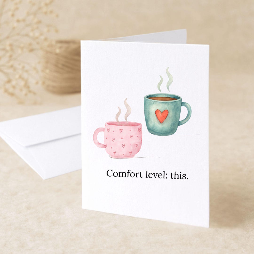 Funny Encouragement Card, Cozy Minimal Humor, Comfort Greeting, Just ...