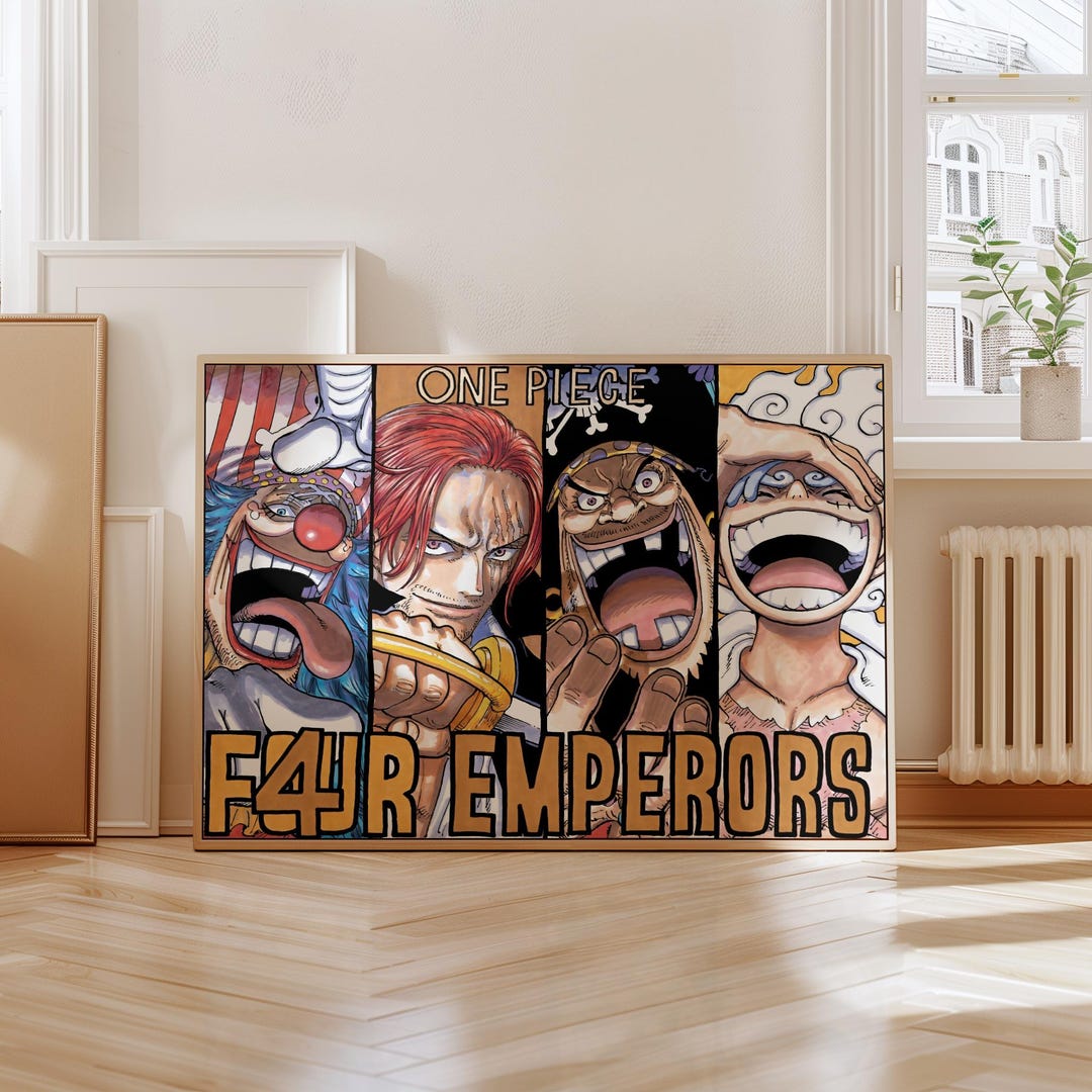 One Piece Four Emperors Poster | Luffy Shanks Buggy Blackbeard Yonko ...