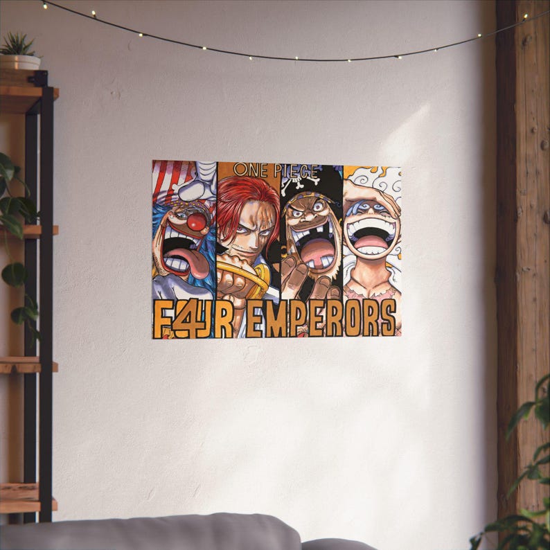 One Piece Four Emperors Poster | Luffy Shanks Buggy Blackbeard Yonko ...