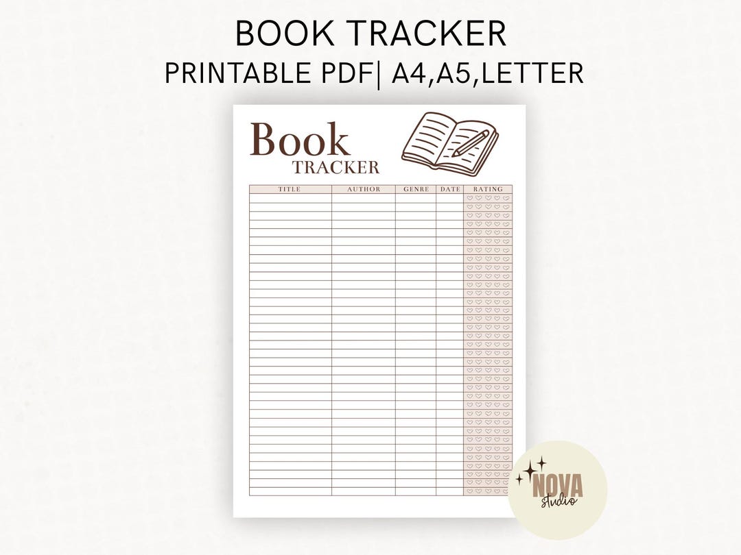 Minimalist Book Tracker Printable | Reading Log, Organizer (digital ...