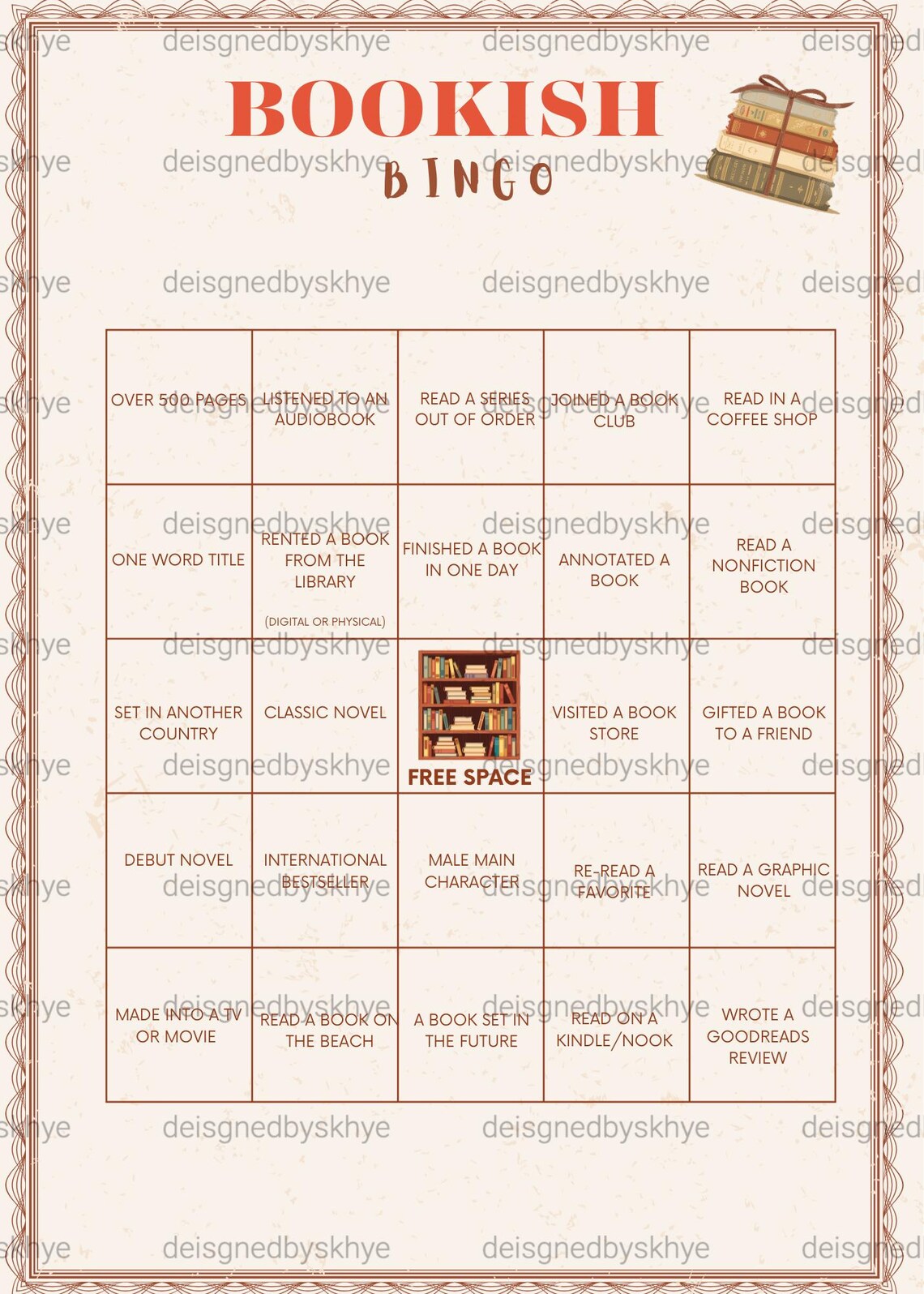 Bookish Bingo Card - Etsy