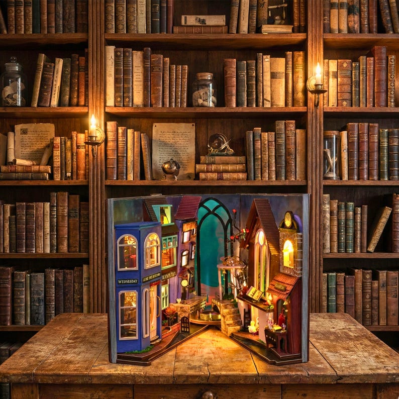 DIY Magic Spell Book Nook Kit Gothic Academy 3D Wooden Puzzle LED ...