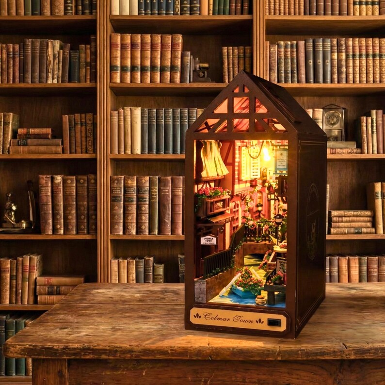 DIY Colmar Town Book Nook Kit 3D Wooden Puzzle French Fairy Tale LED ...