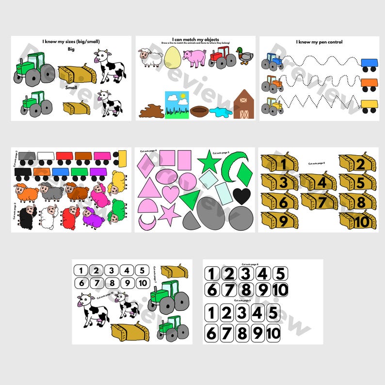 Farm Busy Book Printable for Toddlers | Animal Tractor Quiet Book ...
