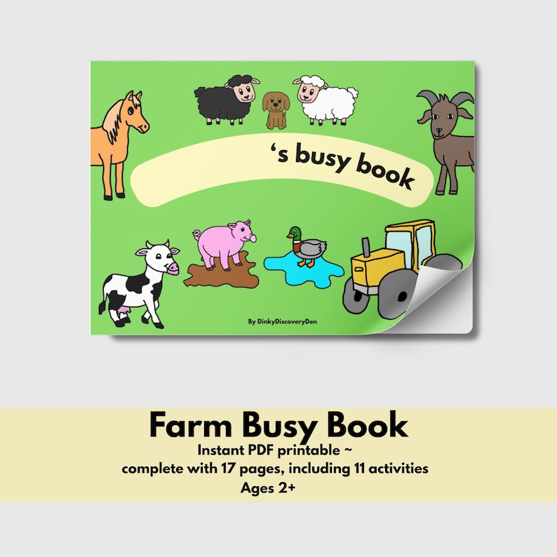 Farm Busy Book Printable for Toddlers | Animal Tractor Quiet Book ...