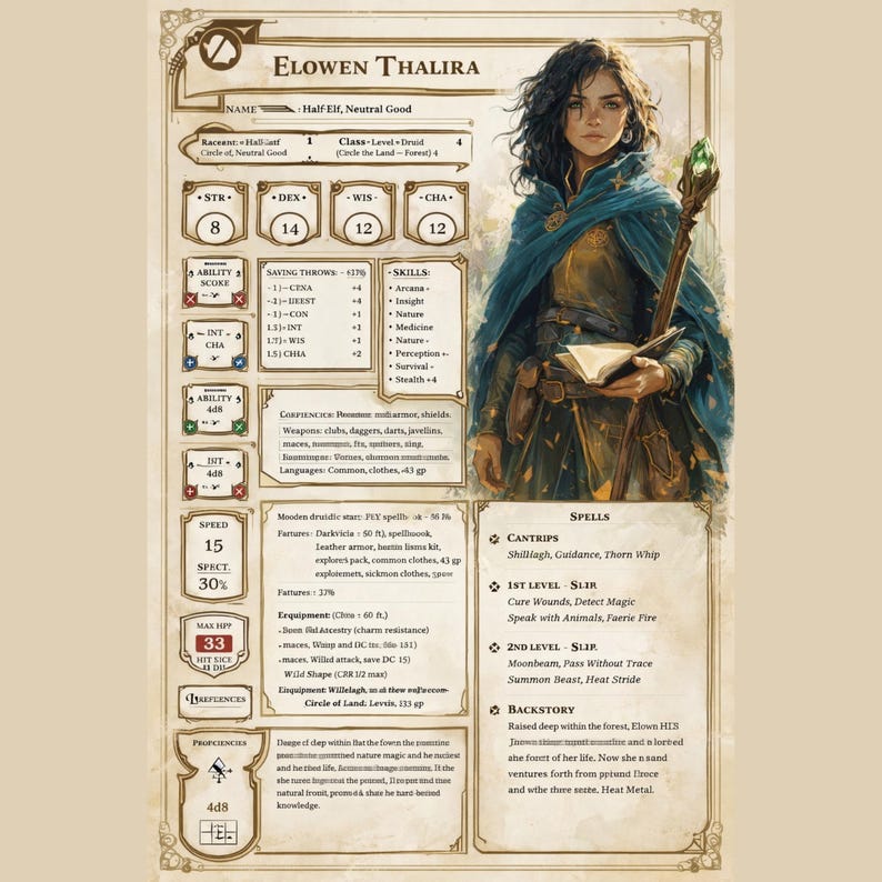 Custom Dnd 5e Character Sheet With Personalized Portrait (PDF) - Etsy UK