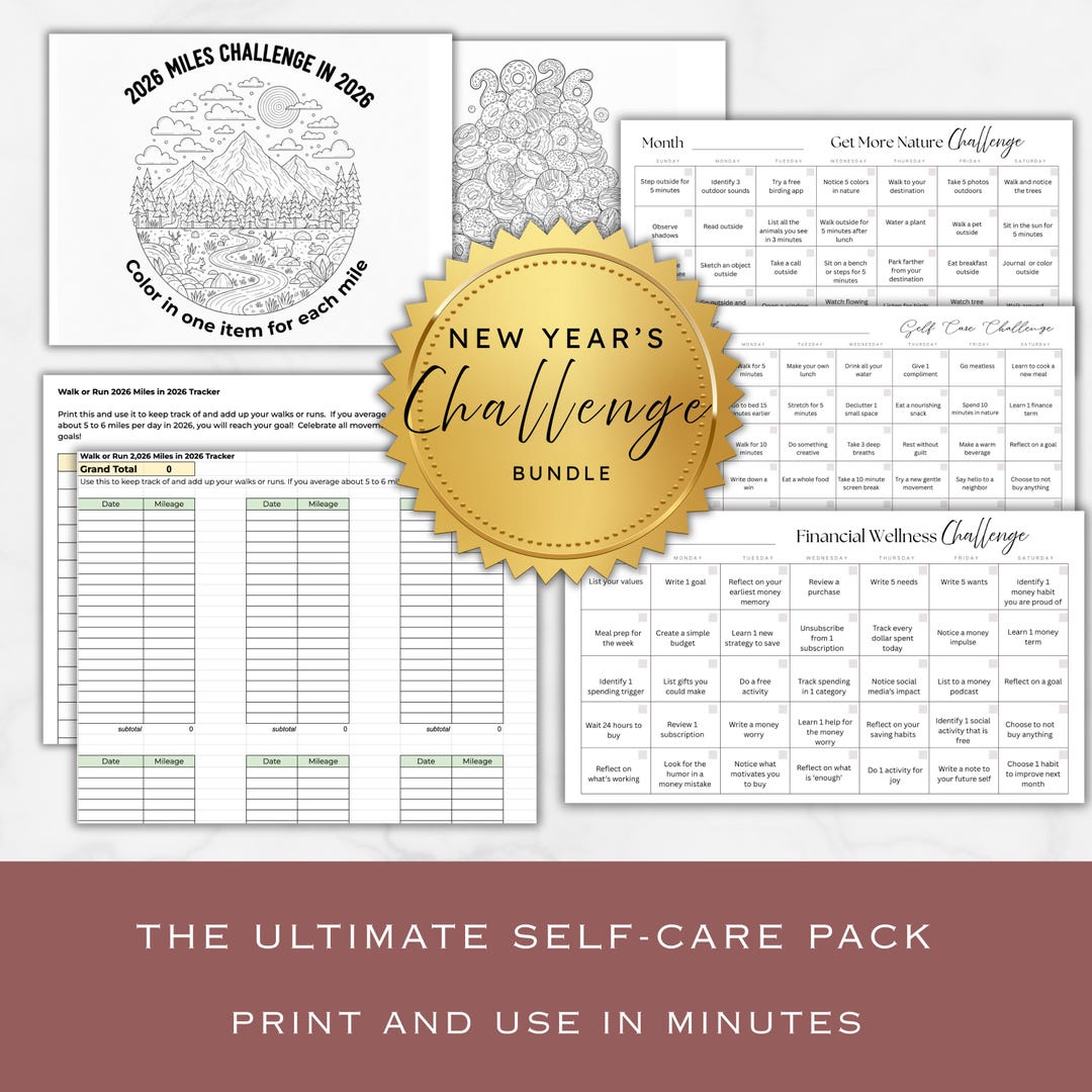 New Year Wellness Challenge Bundle | 3× 31-day Challenges + 2026 ...