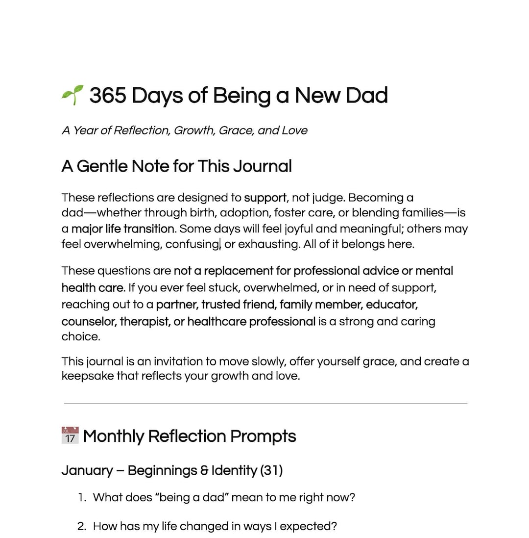 New Dad Journal | 365 Daily Reflection Prompts, Adoption & Blended ...