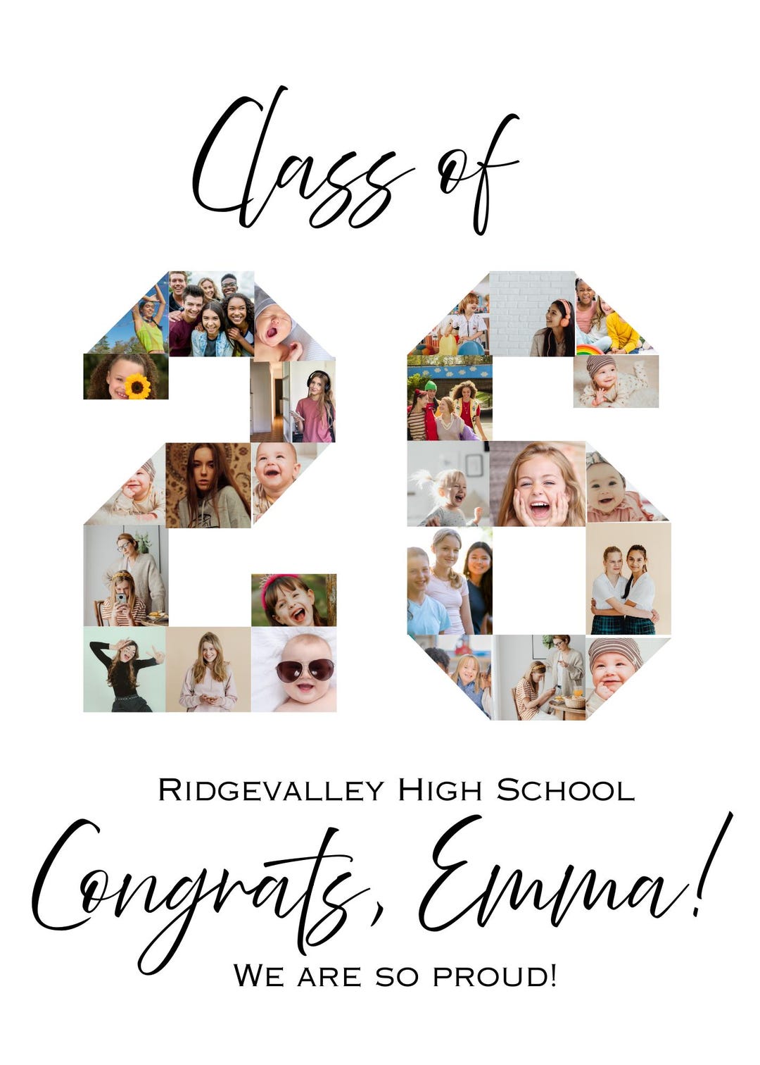 Congratulations Class of 2026 Photo Collage Sign | Editable Graduation ...