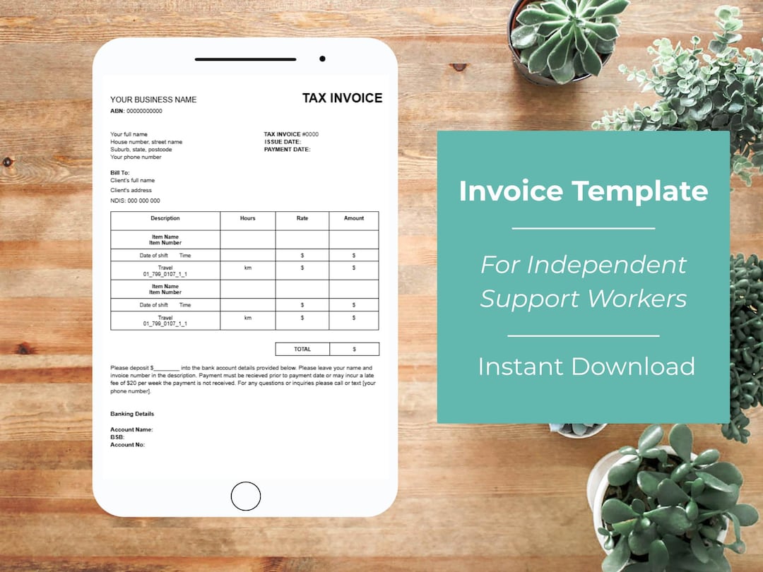 Independent Support Worker Invoice Template | Editable PDF & Word ...
