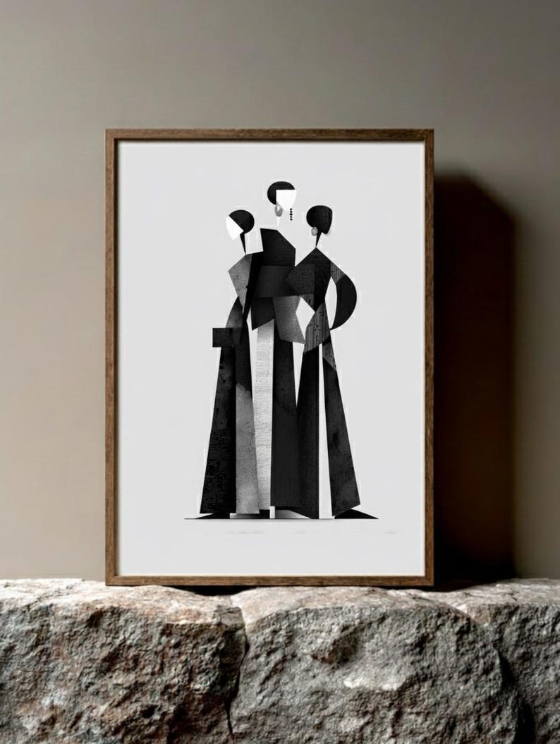 Abstract Women Face Art | Mid-century Minimalist Line Drawing | Instant ...